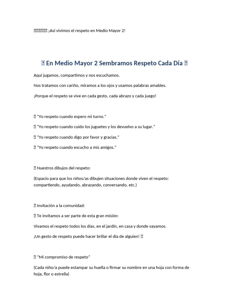 Mural Respeto Medio Mayor 2 Con Imagenes | PDF