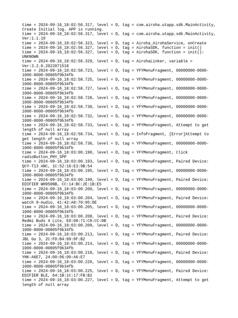 Airoha App Log Overview | PDF