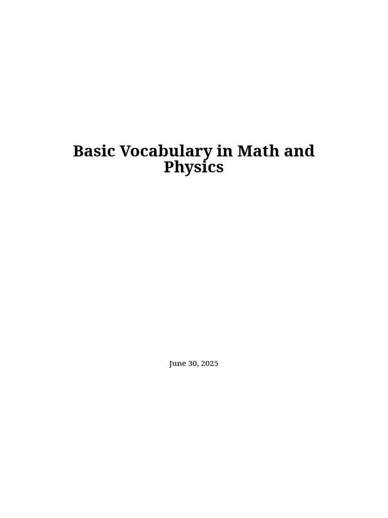 Basic Vocabulary in Math and Phy | PDF