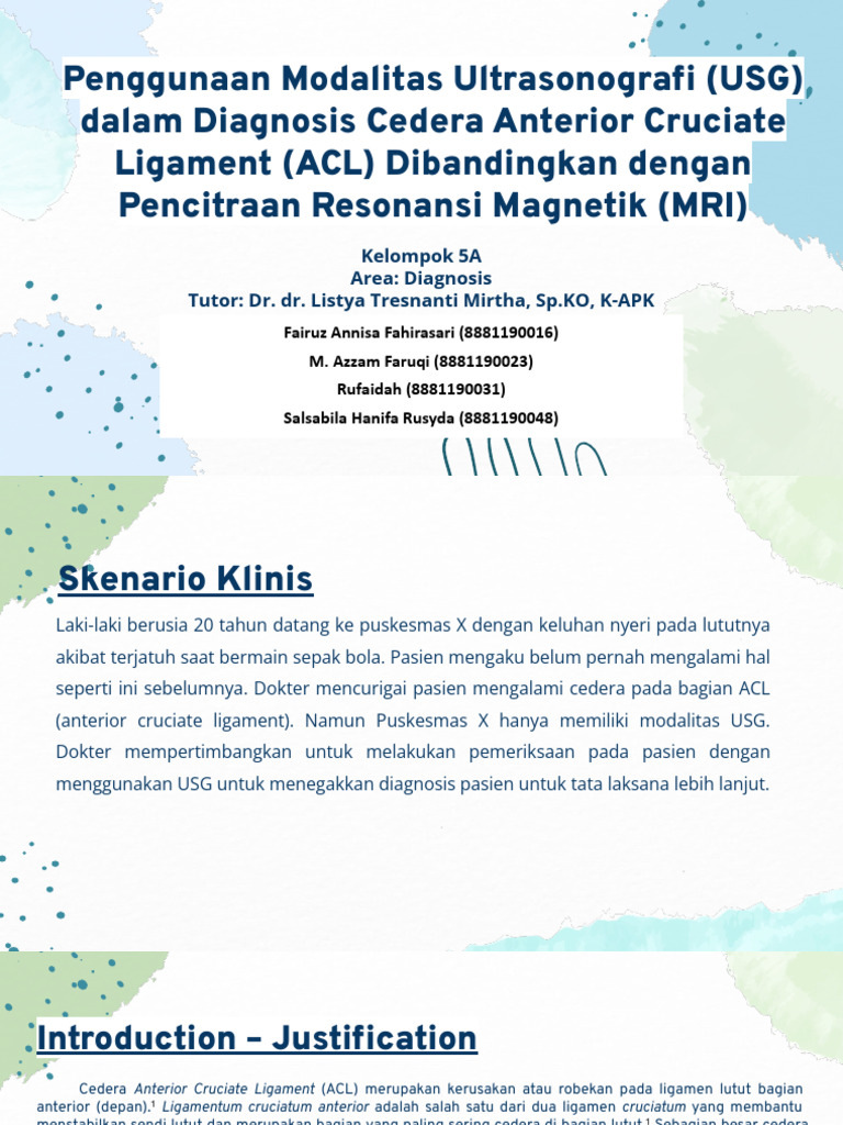 USG vs MRI untuk Diagnosis Cedera ACL | PDF