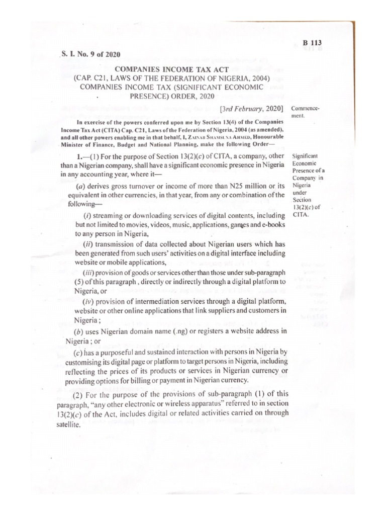 Significant Economic Presence Order 2020 | PDF