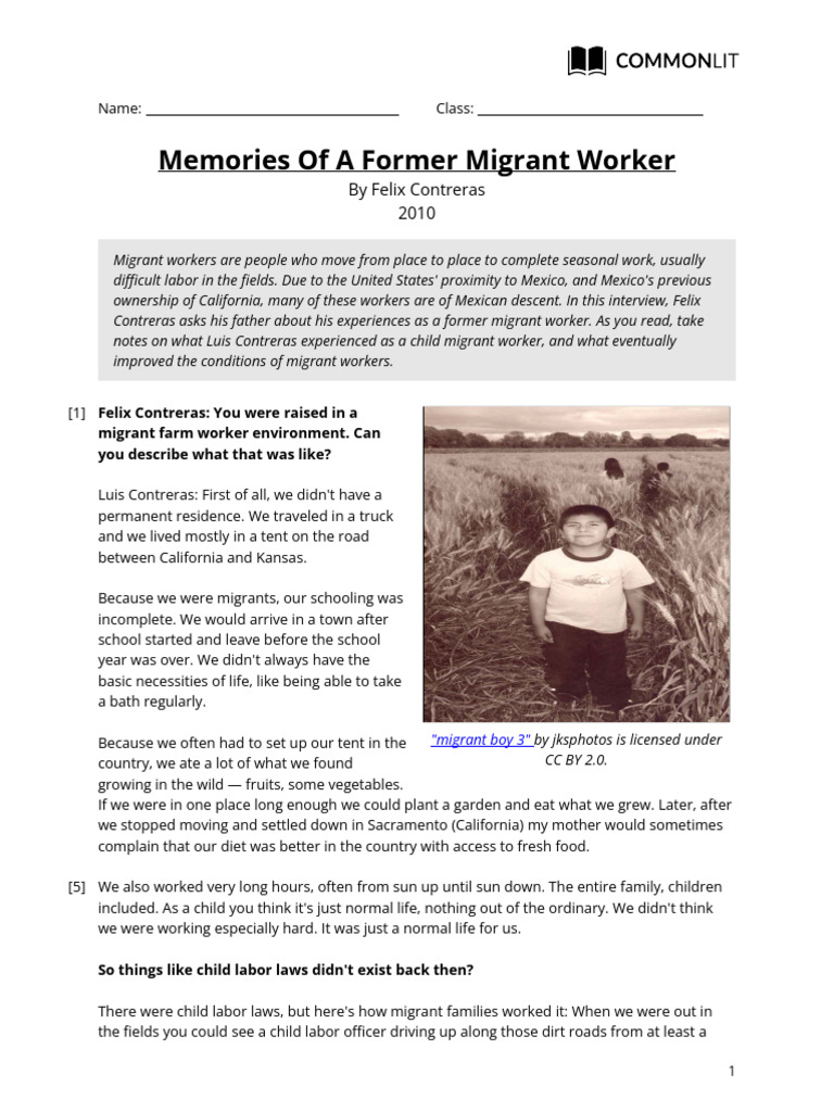 Luis Contreras: Reflections on Migrant Life | PDF | United Farm Workers ...