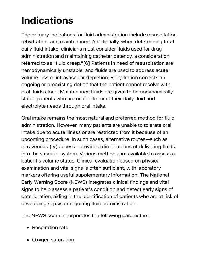 Fluid Administration Guidelines and Assessment | PDF | Saline (Medicine ...