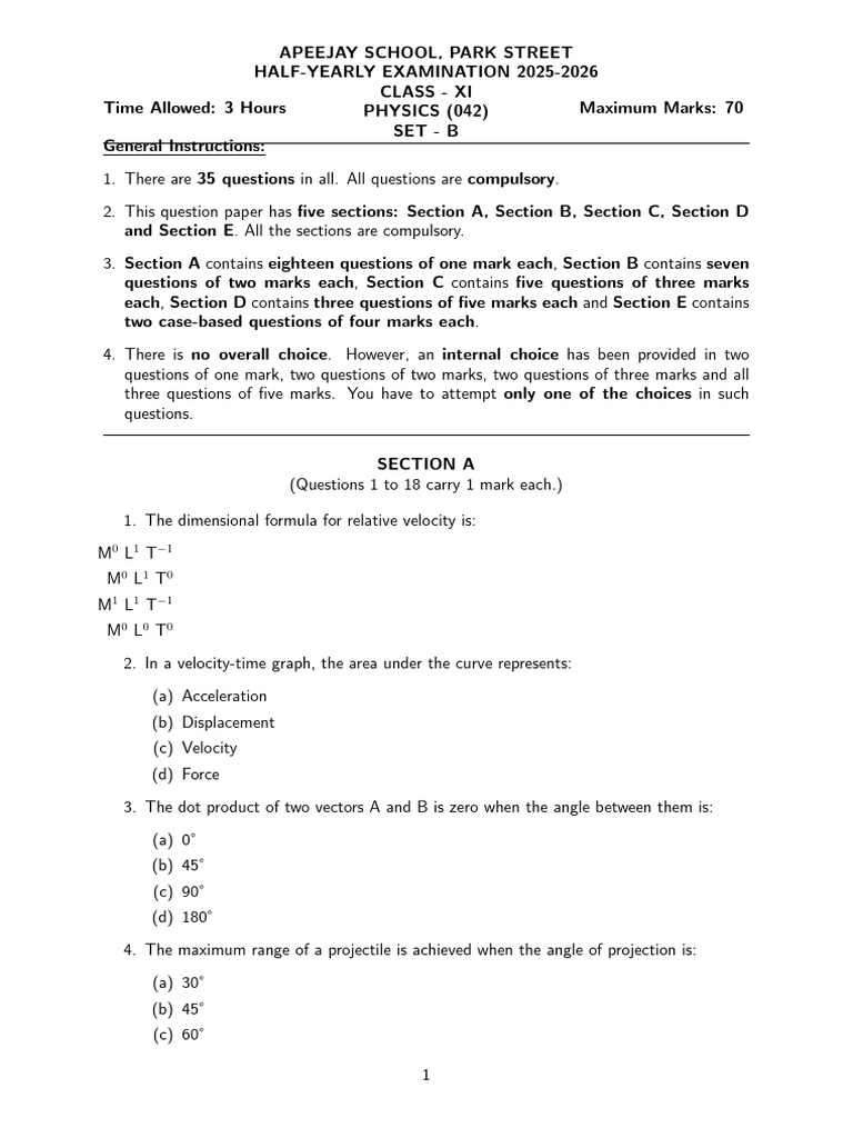 Xi Physics Half Yearly P S | PDF | Collision | Force