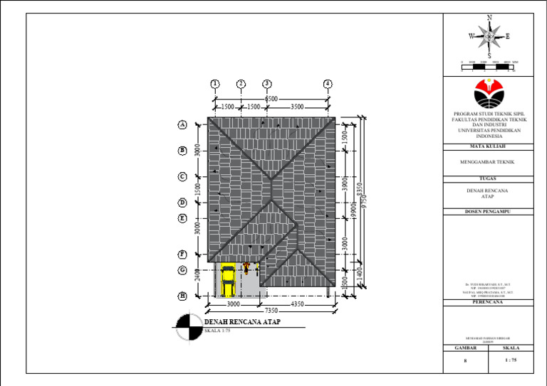 Denah Rencana Atap Skala 1:75 | PDF