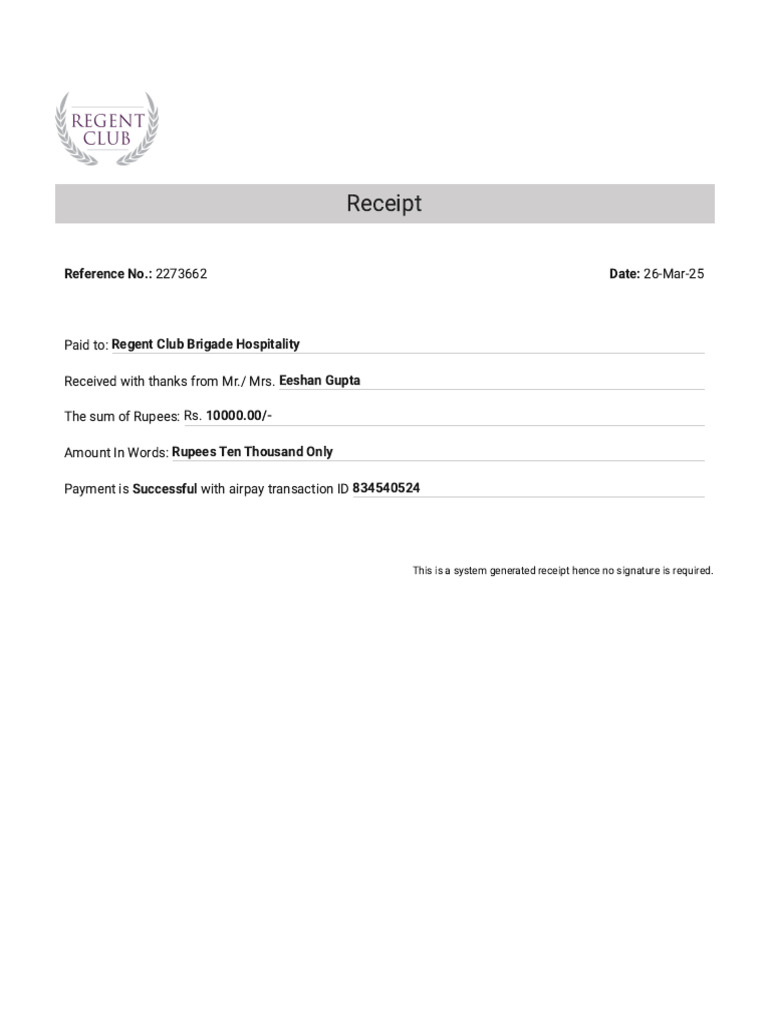 Regent Club Brigade Hospitality | PDF