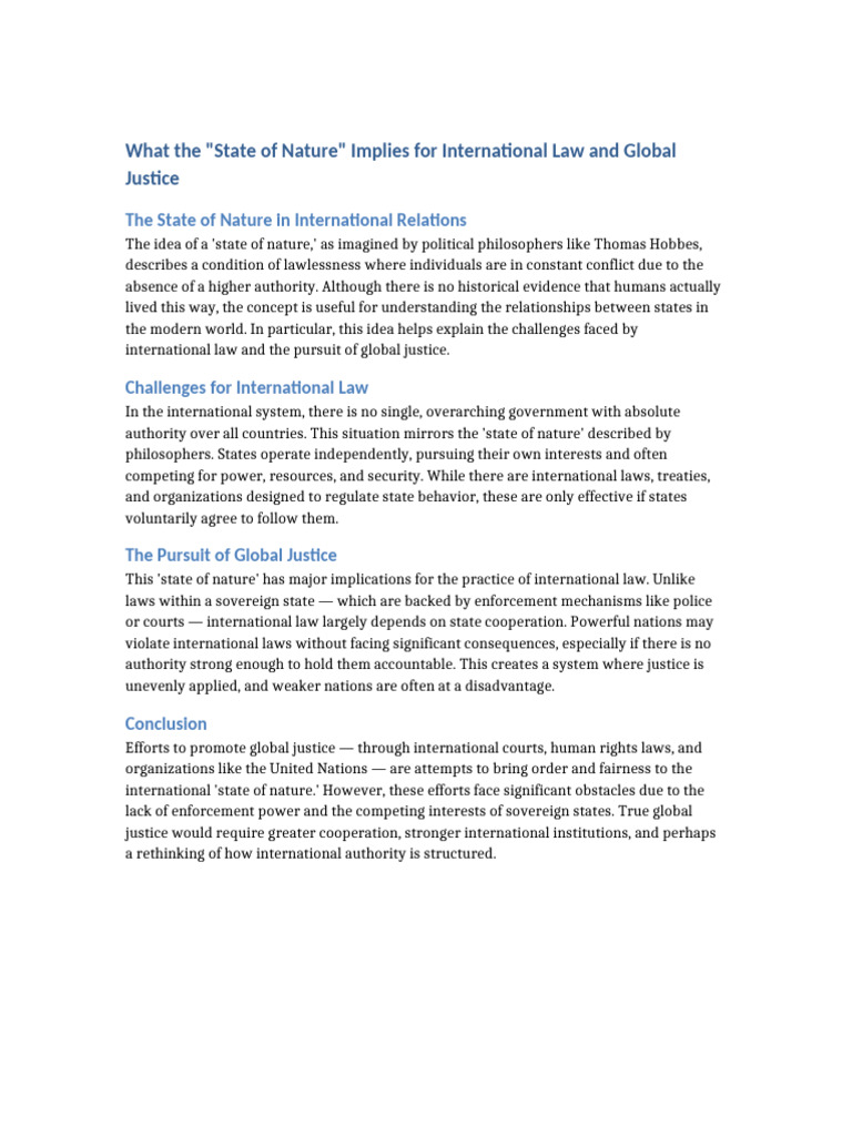 State of Nature and International Law | PDF