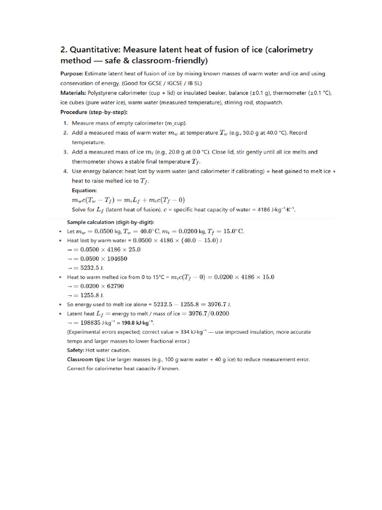 Latent Heat of Fusion | PDF