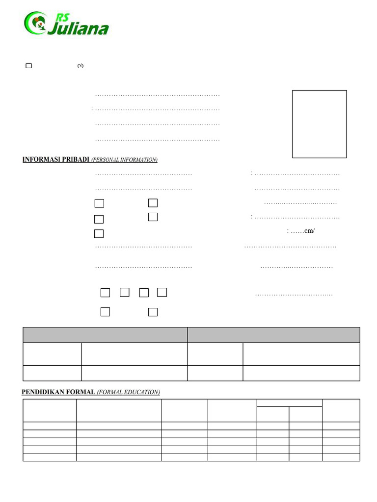 Formulir Lamaran Kerja Lengkap | PDF
