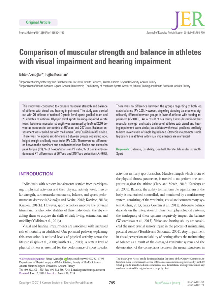 Comparison of muscular strength and balance in athletes with visual ...