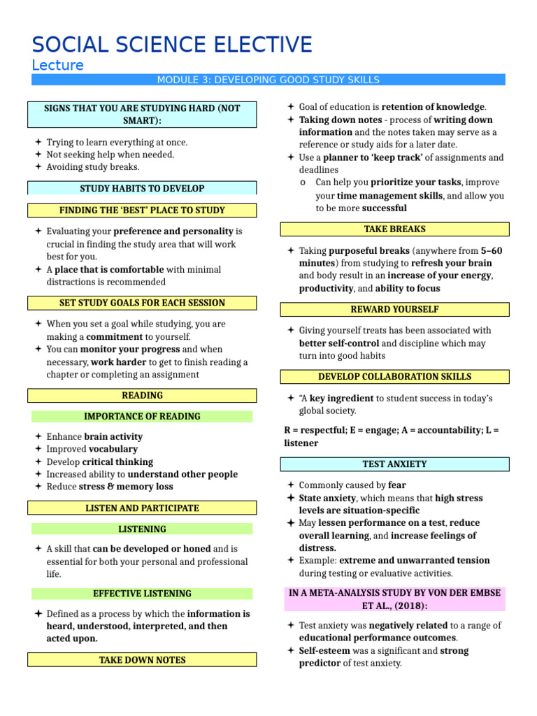 Module 3 | PDF | Anxiety | Study Skills