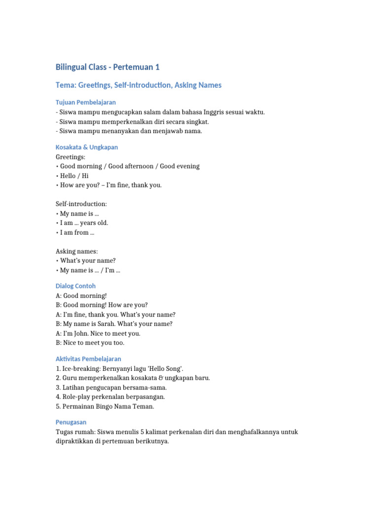 Materi Pertemuan1 Greetings | PDF