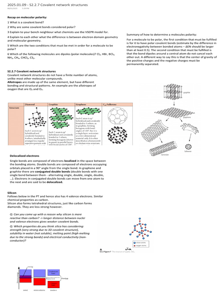 2025.01.09 - S2.2.7 Covalent network structures | PDF | Chemical Bond ...