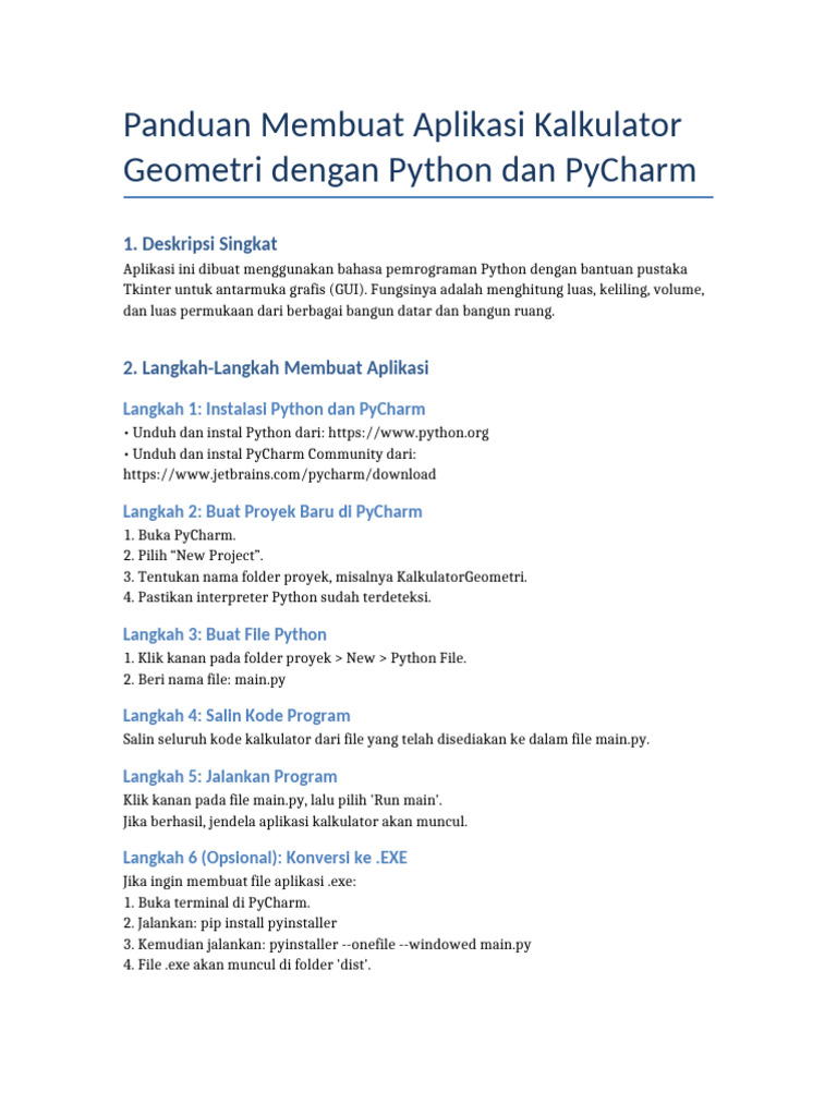 Panduan Kalkulator Geometri Python | PDF