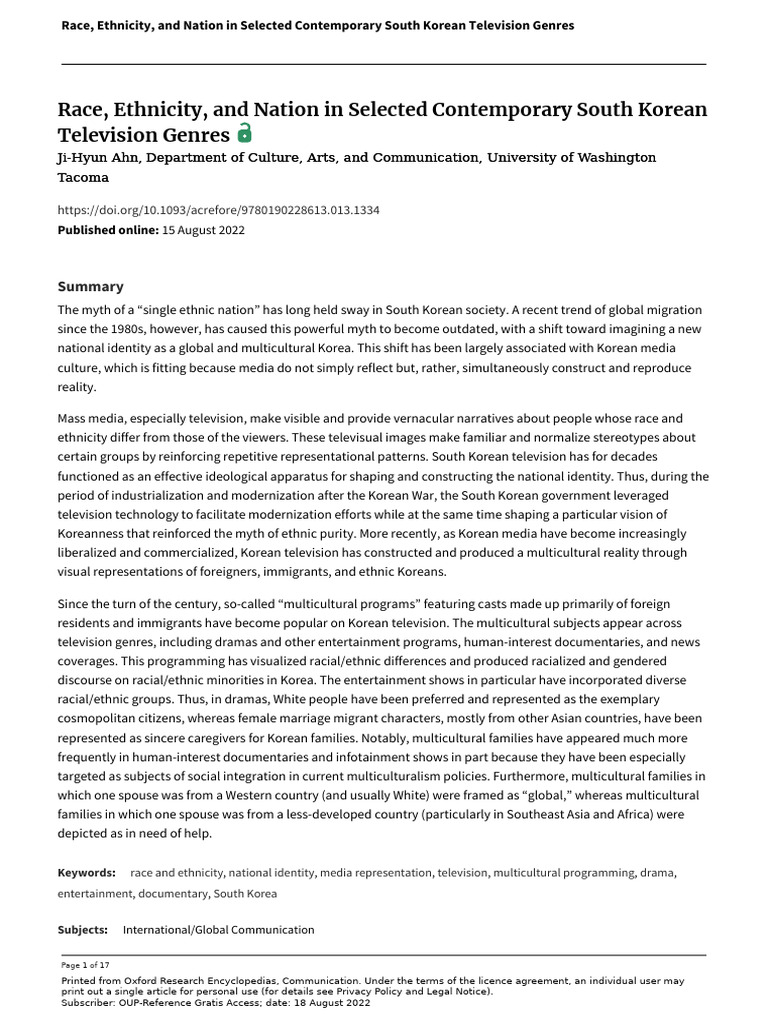 Race Ethnicity and Nation in Selected Co | PDF | Multiculturalism ...