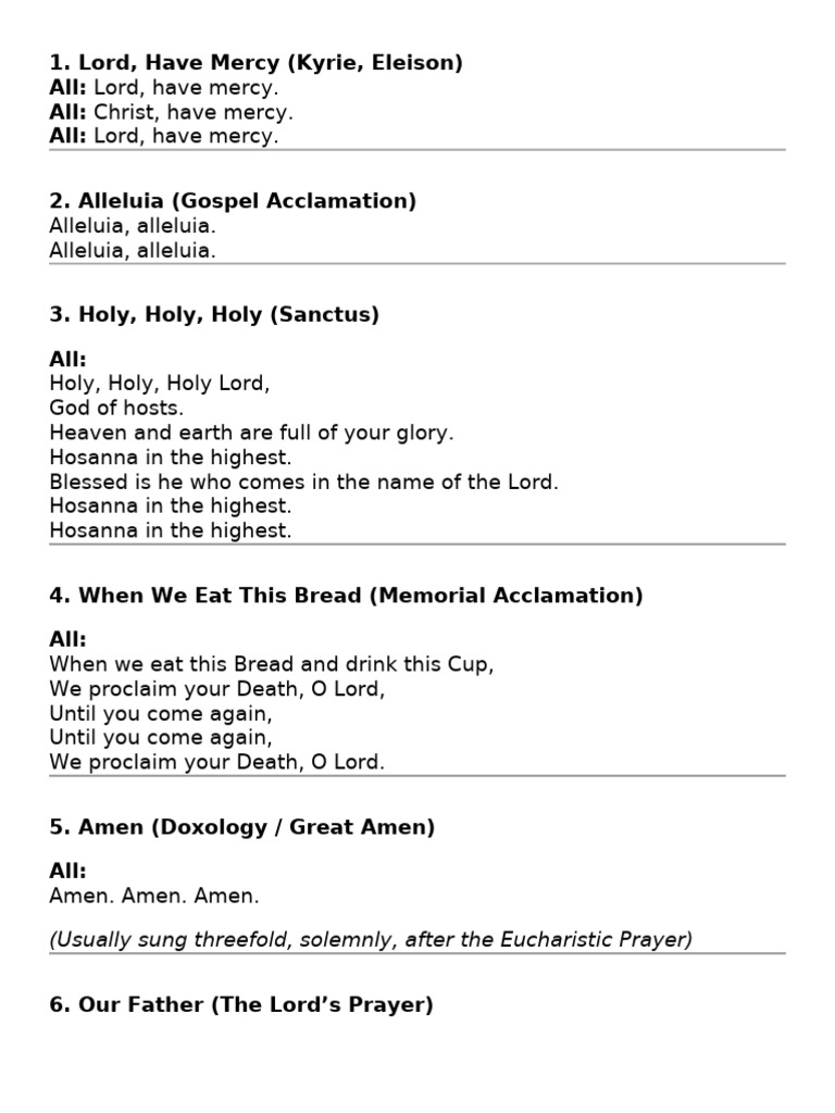 English Mass Lyrics Collection | PDF