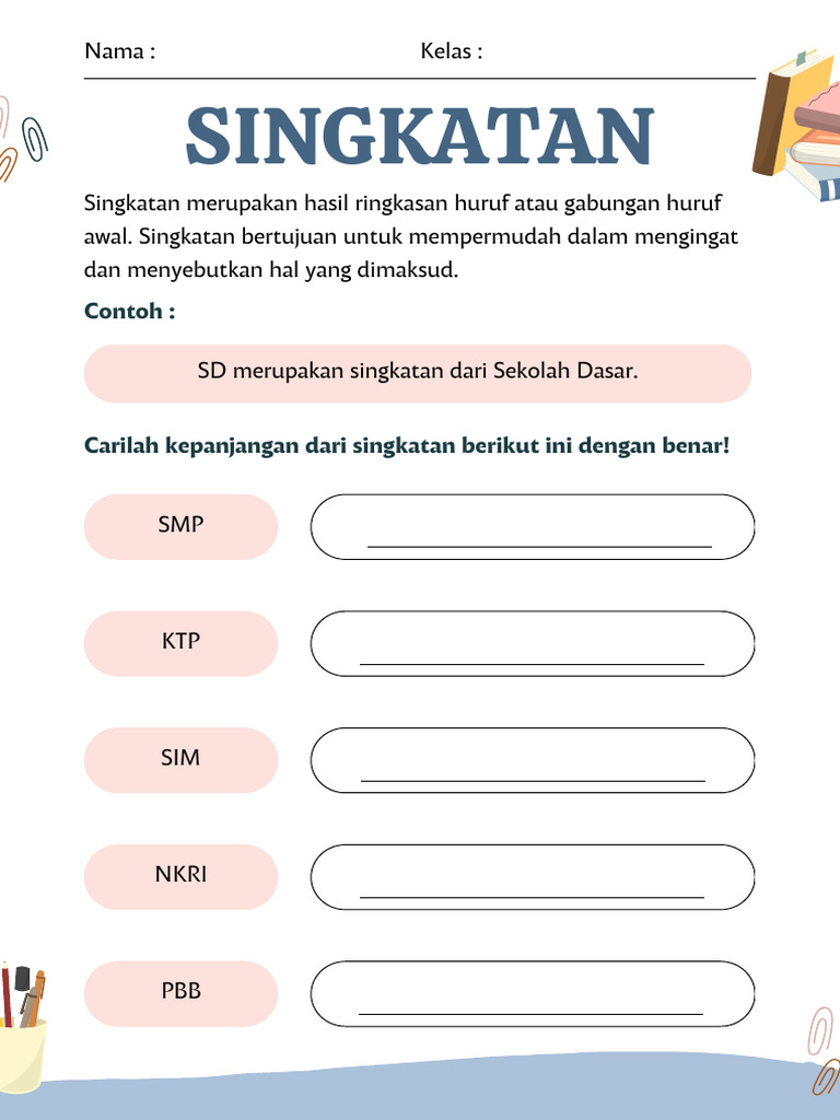 Lkpd Singkatan Dan Akronim Kelas 5 | PDF