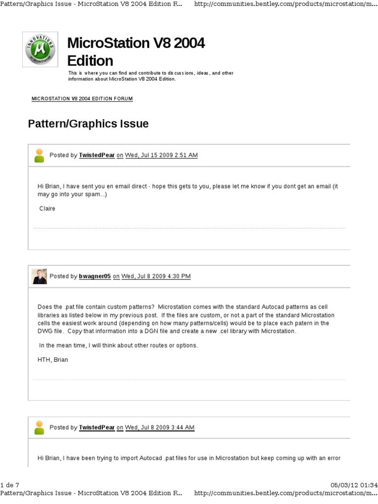 Microstation V8 2004 Edition: Pattern/Graphics Issue | PDF | Auto Cad ...