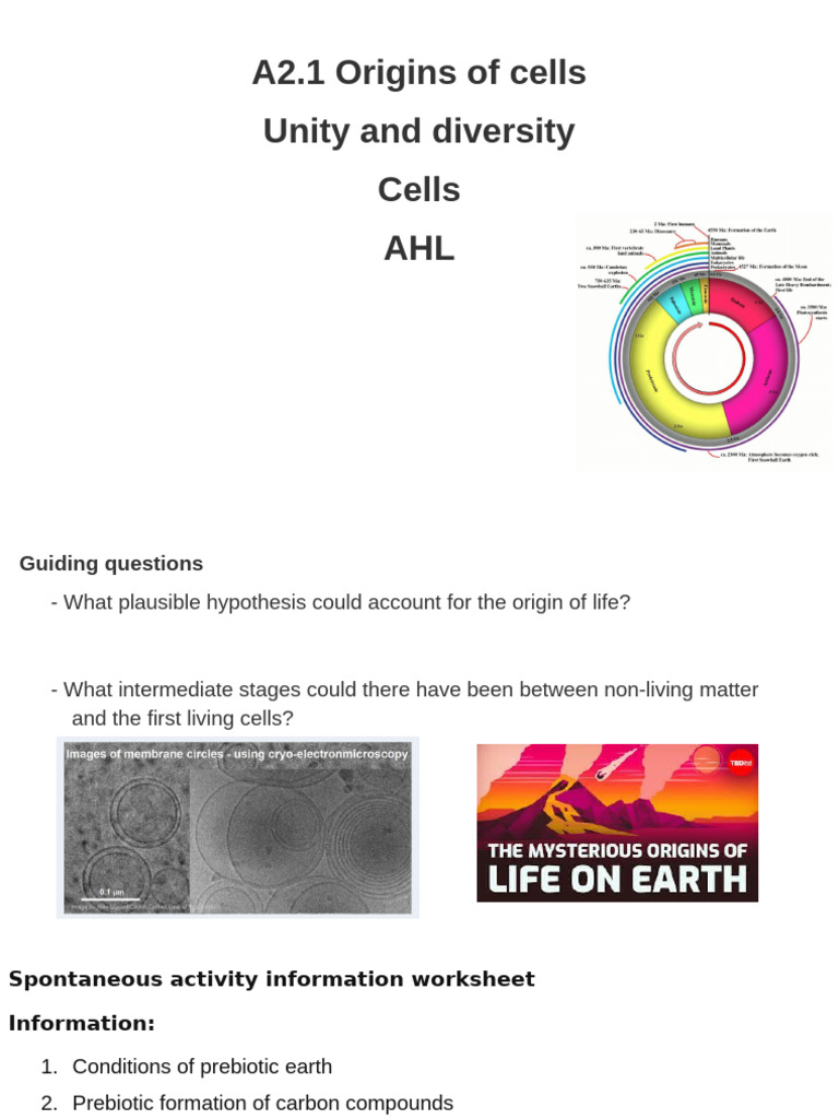 IB HL Biology DP1 A2 Cells | PDF | Abiogenesis | Rna
