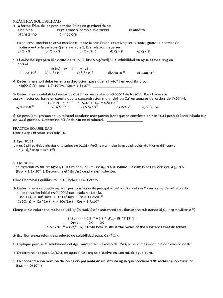 Práctica de Solubilidad en Química | PDF | Solubilidad | Fenómenos ...