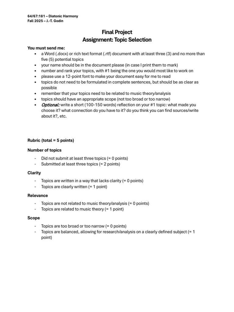 Final Project - Topic Selection | PDF