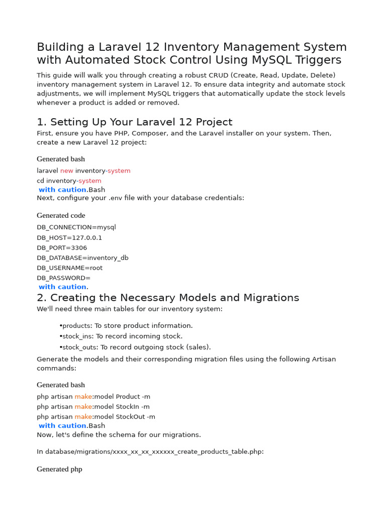 Automatis InOut Produk Laravel12 | PDF | Database Schema | Databases