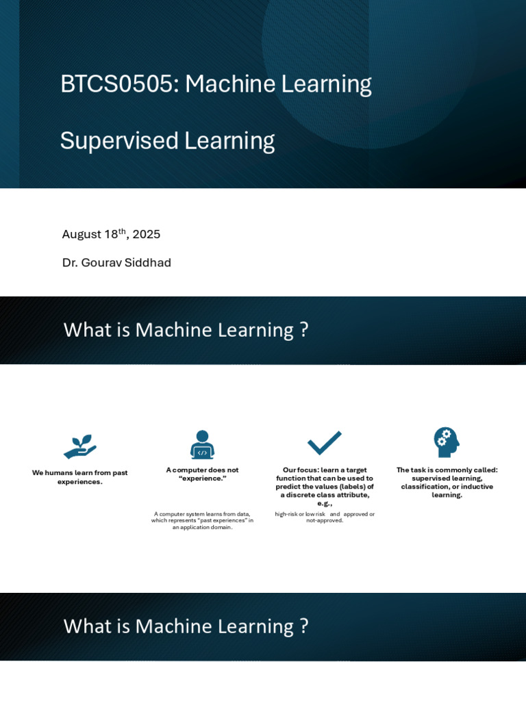 Supervised Learning in Machine Learning | PDF | Machine Learning | Learning