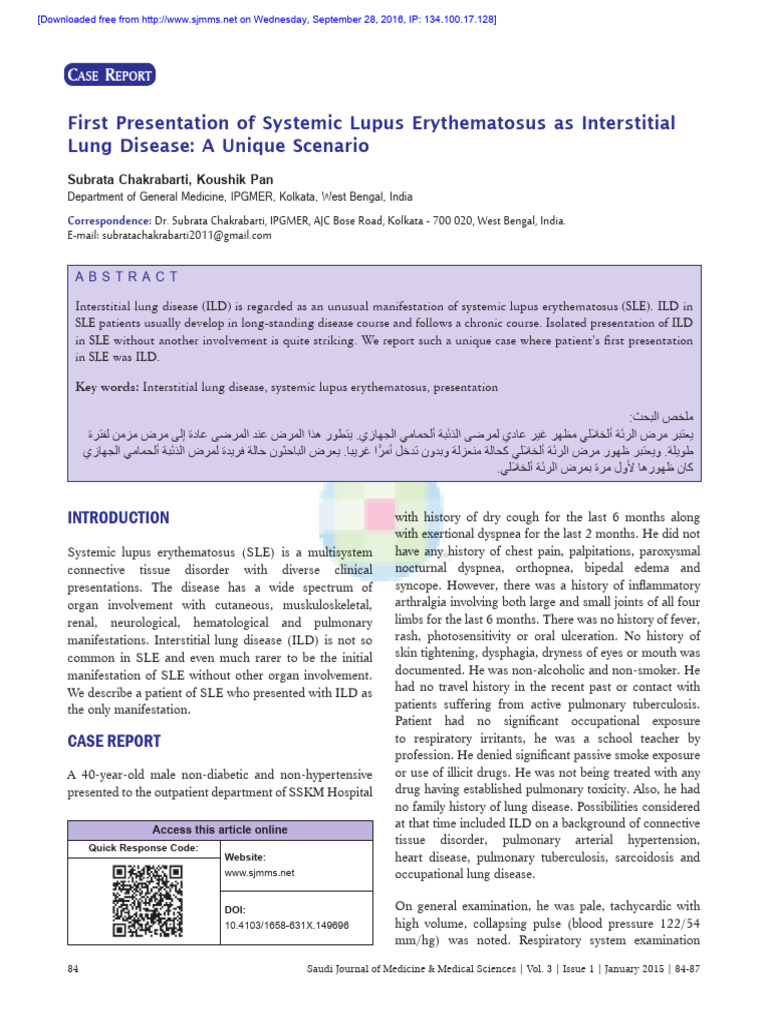 SLE Presenting as Interstitial Lung Disease | PDF | Lung | Respiratory Diseases