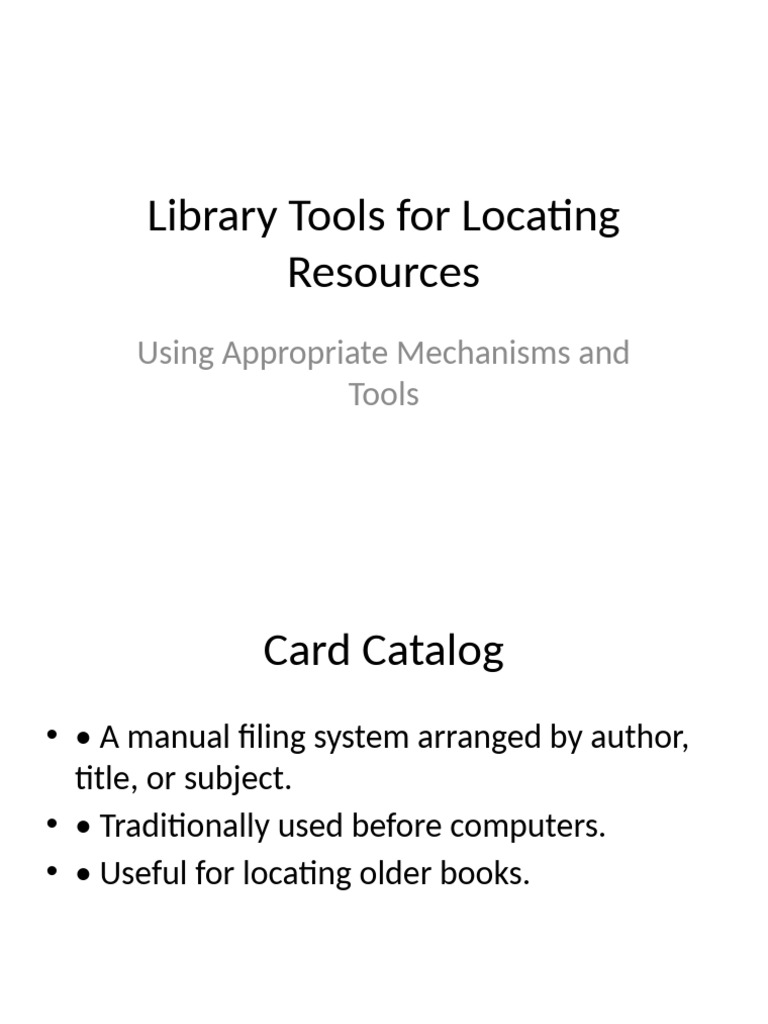Library Resource Locator Tools Guide | PDF