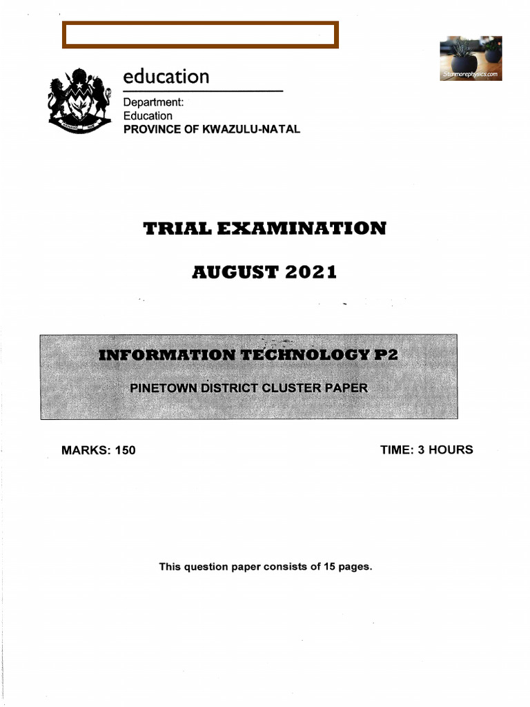 IT Grade 12 Trial 2021 P2 Only | PDF