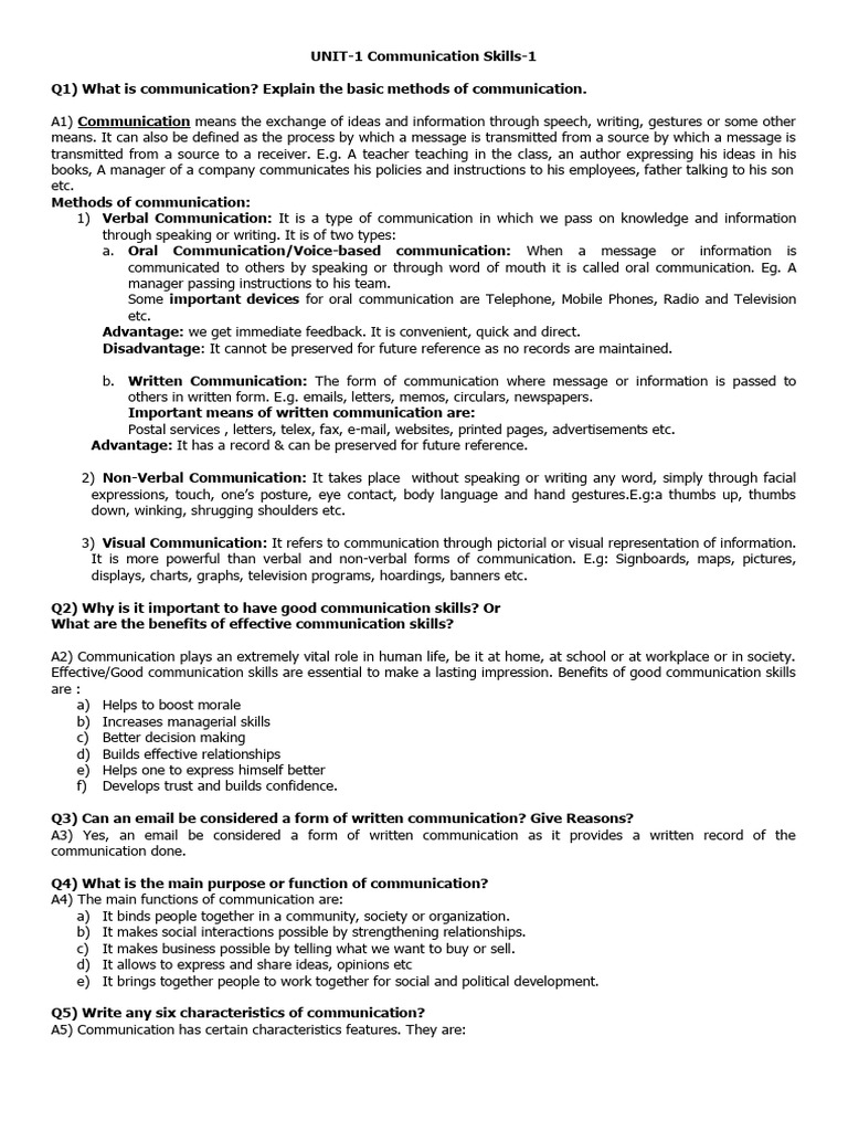 Communication Skills: Methods & Importance | PDF | Communication ...