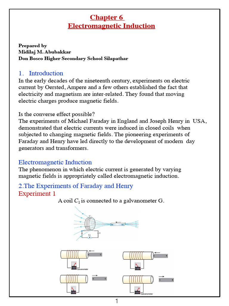 Chapter 6 Electromagnetic Induction | PDF | Electromagnetic Induction | Inductance