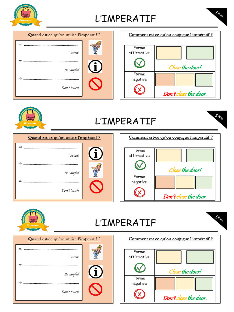Guide de l'Impératif en 5ème | PDF
