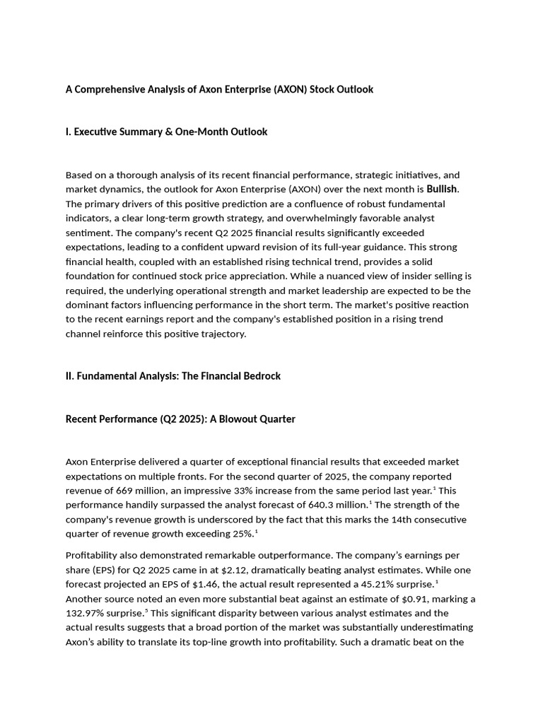 Axon Enterprise Stock Outlook: Bullish Analysis | PDF | Stocks ...