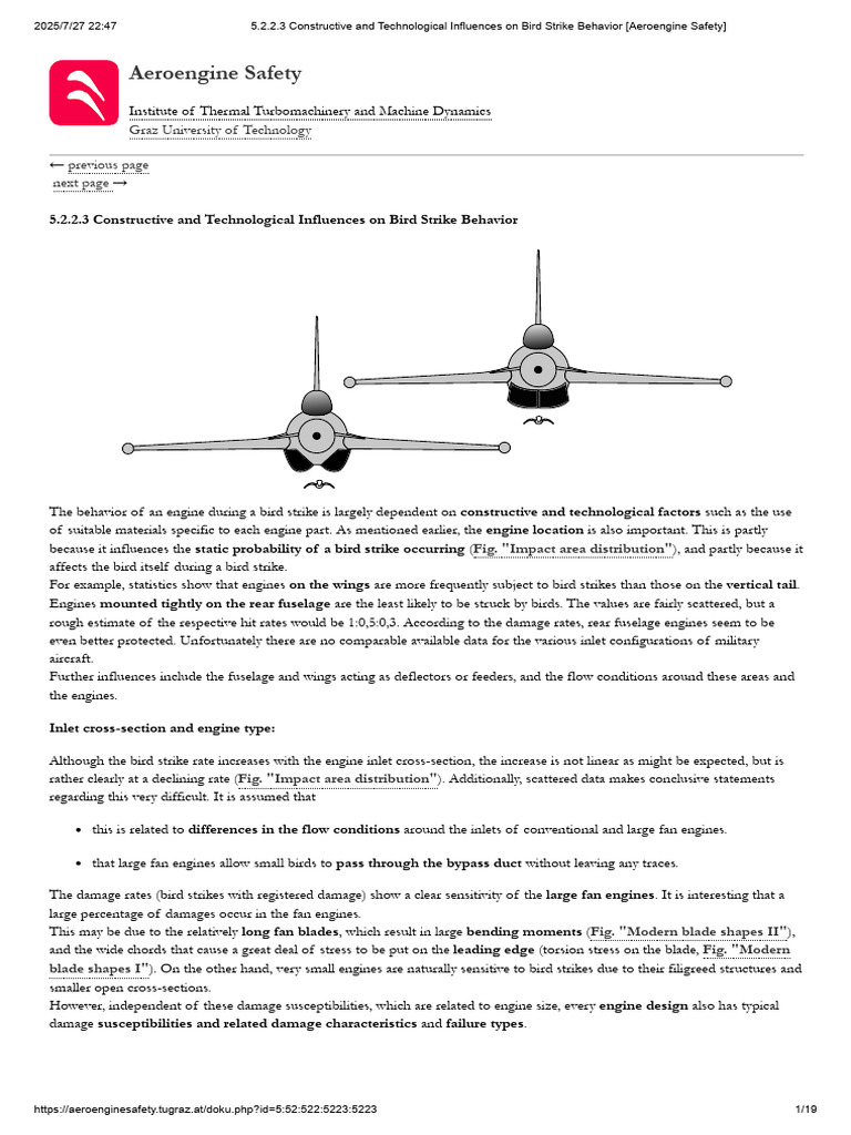 5.2.2.3 Constructive and Technological Influences on Bird Strike ...