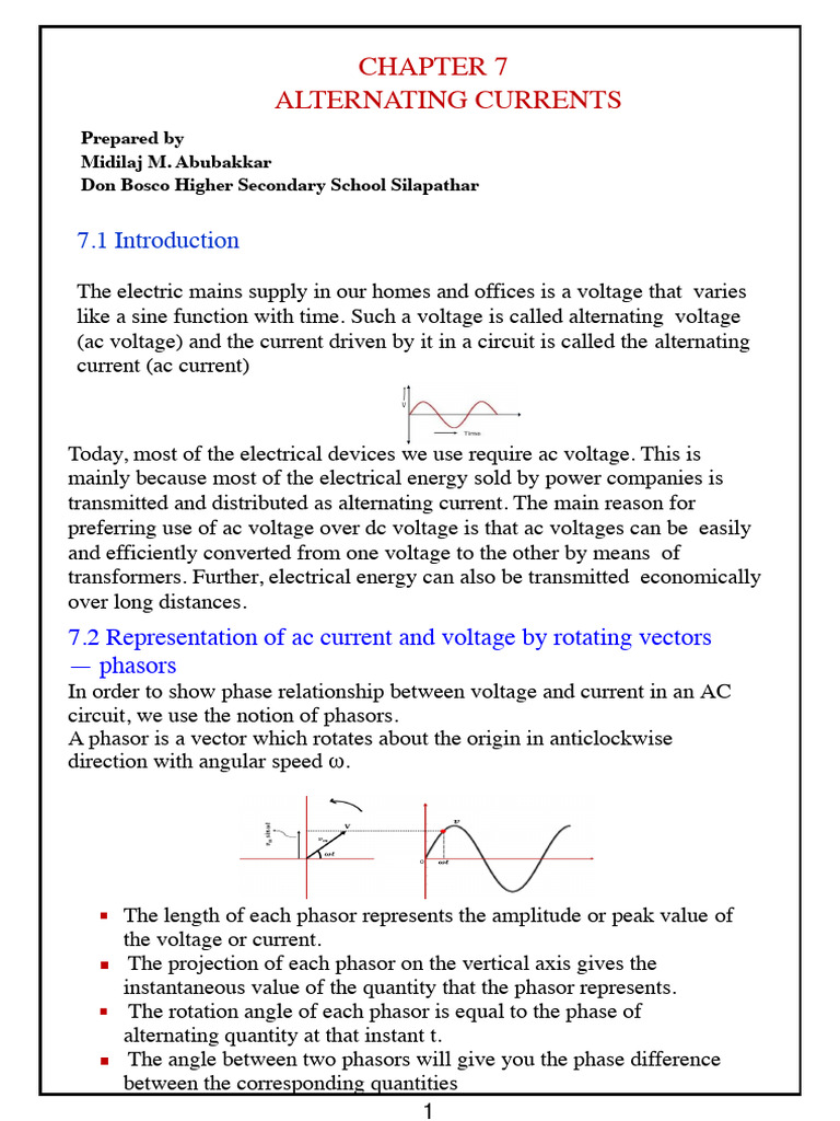 Chapter 7 Alternating Currents | PDF | Inductor | Capacitor
