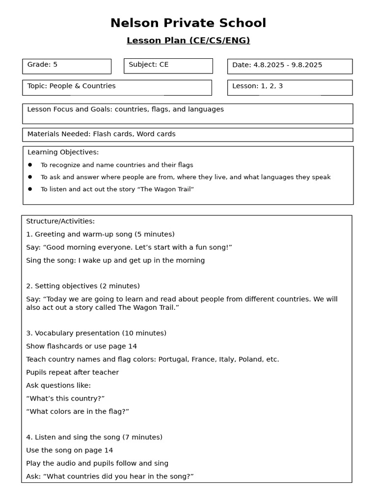 G5 Lesson Plan | PDF