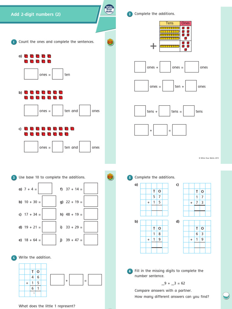 Y2 Lesson 2 Add 2 Digit Numbers 2 2019 | PDF