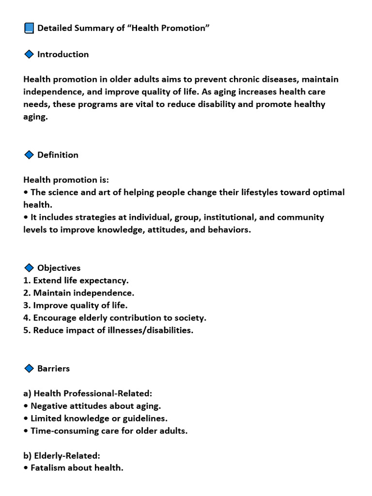 Health Promotion Strategies for Seniors | PDF | Health Promotion | Ageing