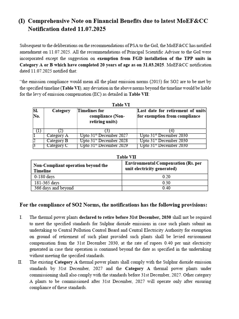 MoEF&CC 2025 Notification on SO2 Compliance | PDF