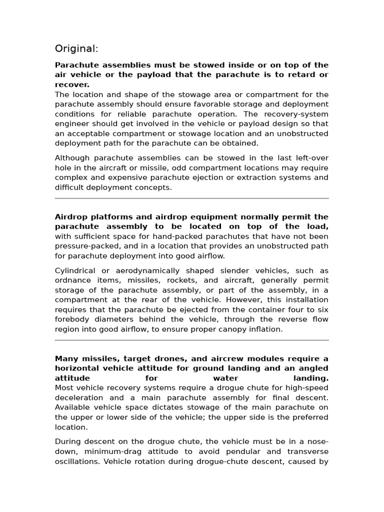 Parachute Assembly Stowage Guidelines | PDF | Parachute | Aviation