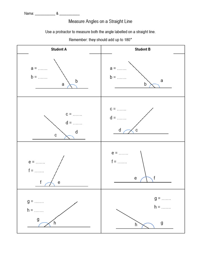 Measure Angles on a Straight Line | PDF