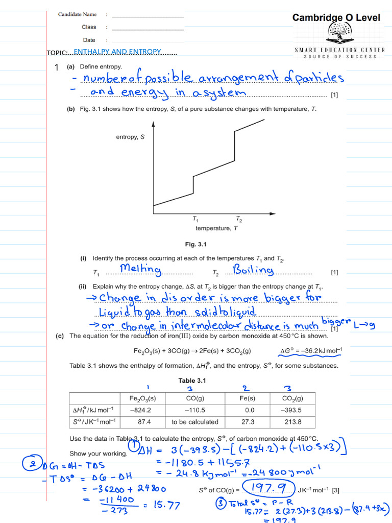 Enthalpy Exam Ms | PDF