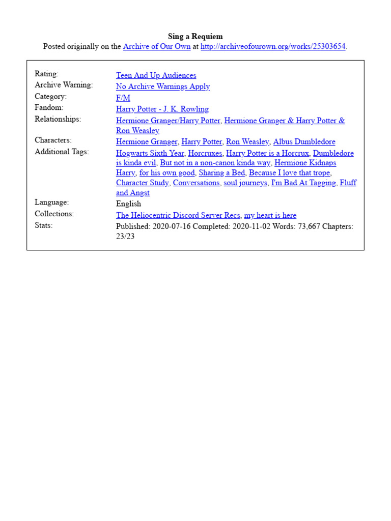 Sing A Requiem | PDF | Harry Potter