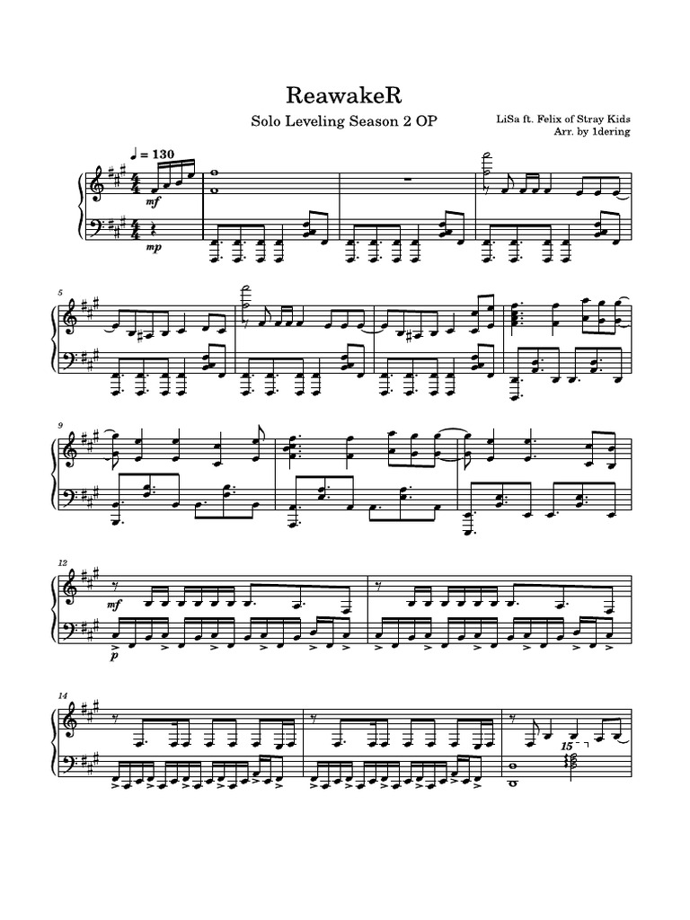 LiSa Ft. Felix of Stray Kids - Arr. by 1dering - ReawakeR | PDF