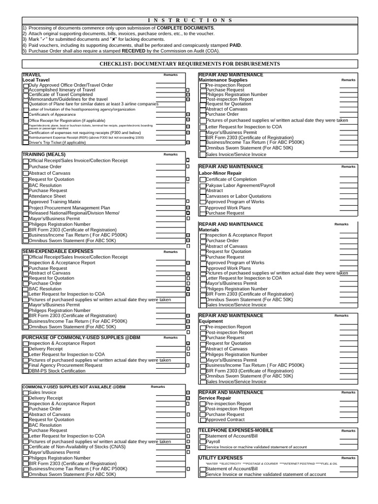 Revised School Checklist 2025 | PDF | Receipt | Cheque