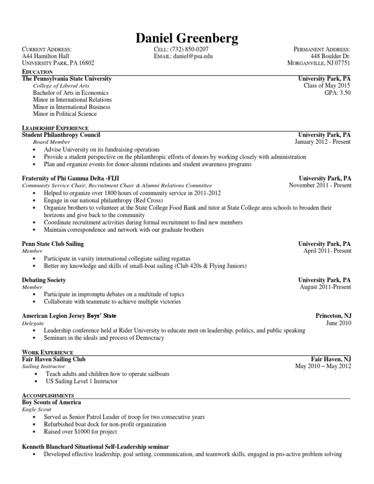 DGreenberg Resume | PDF | Pennsylvania State University | University