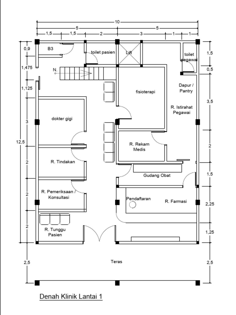 Denah Klinik Lantai 1 yang Terperinci | PDF