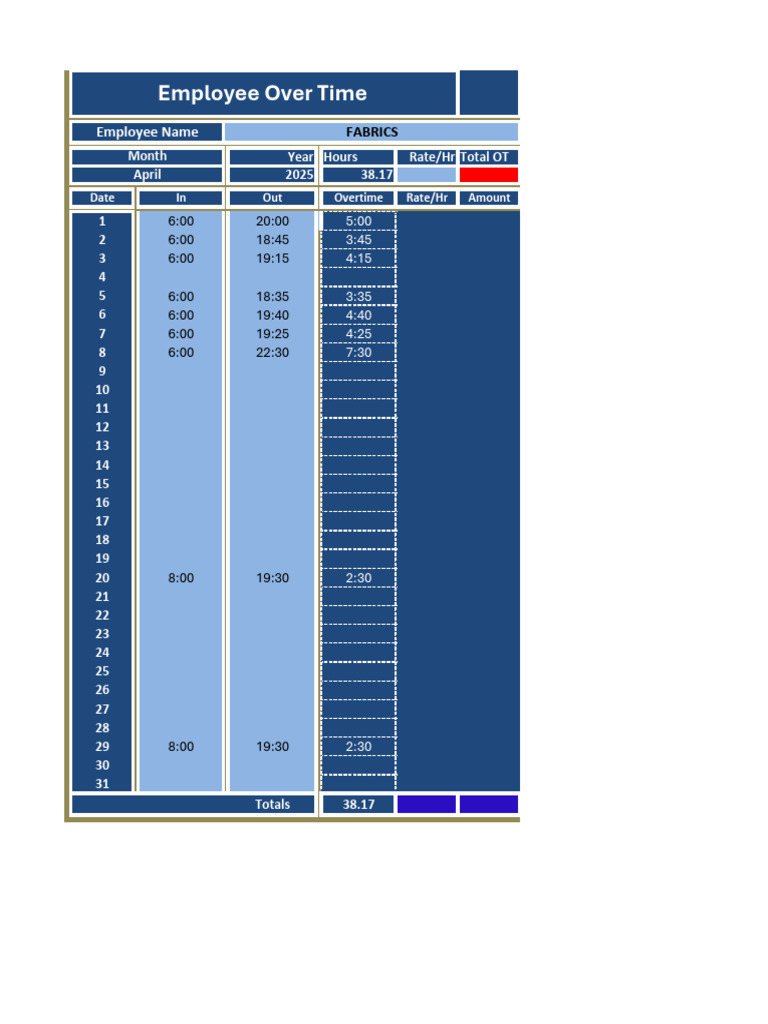 Employee Overtime Report April 2025 | PDF