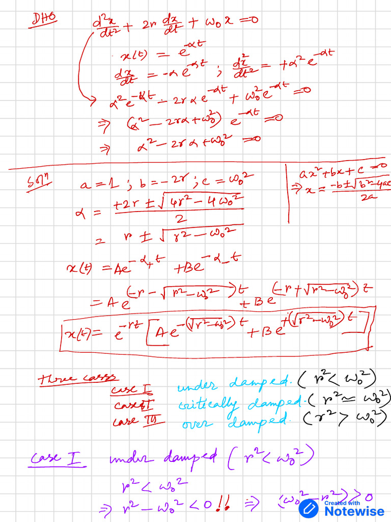 UPH014 Damped Harmonic Oscillator Notes | PDF